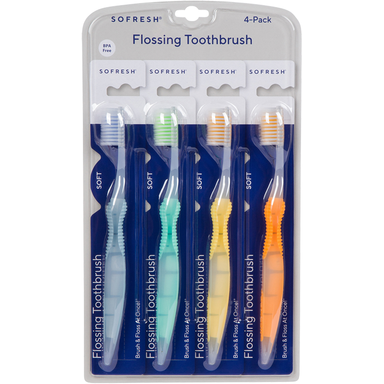 Adult Flossing Toothbrush 4-Pack – SoFresh Oral Care