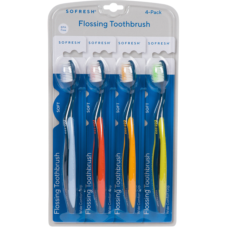 Adult Flossing Toothbrush - Wide Grip 4-Pack – SoFresh Oral Care