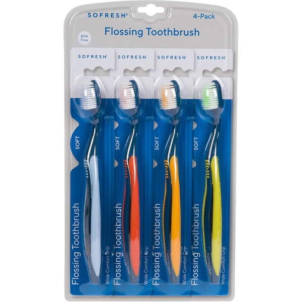 Adult Flossing Toothbrush - Wide Grip 4-Pack – SoFresh Oral Care